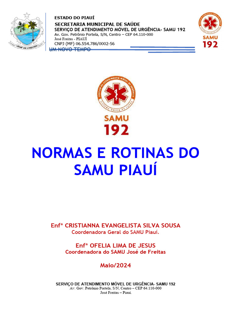 NORMAS DO SAMU NOVA - Cópia | PDF | Enfermagem | Ambulância