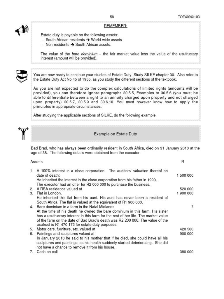 Estate Duty Example Calculation | PDF | Inheritance Tax | Taxes
