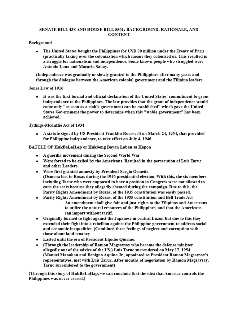 Senate Bill 438 and House Bill 5561 | PDF | Philippines