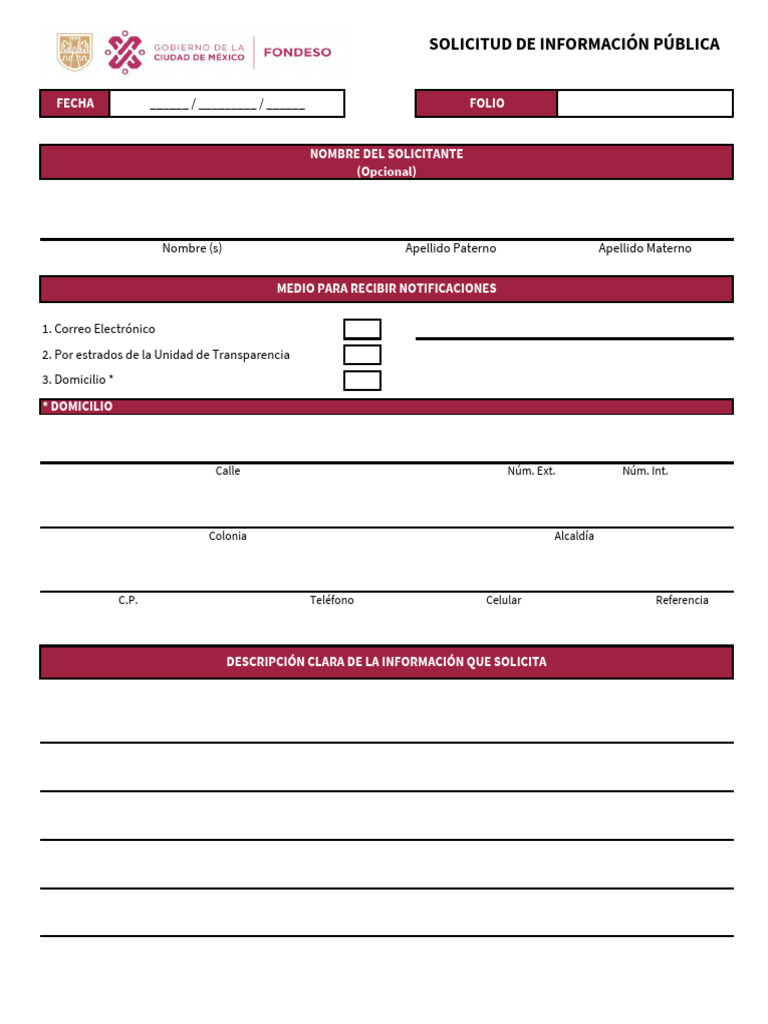 Formato Solicitud de Informacion | PDF