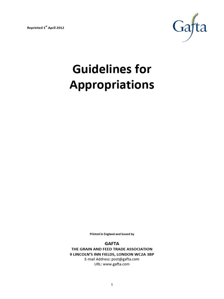 Item 20, Gafta Guidelines Appropriations | PDF | Bill Of Lading | Cargo