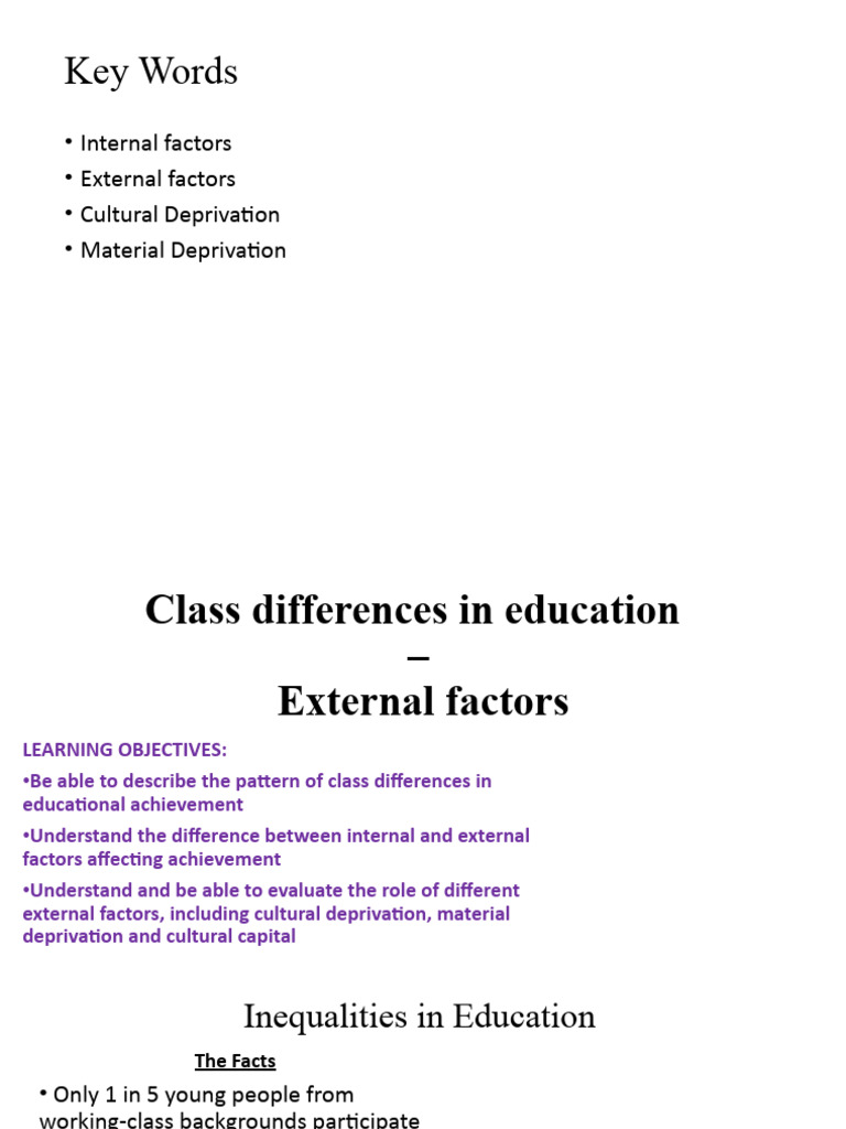 Class Differences in Education - External Factors UPDATED | PDF ...