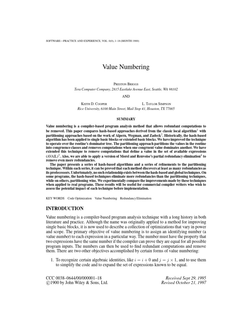 Value Numbering | PDF | Algorithms | Computer Science