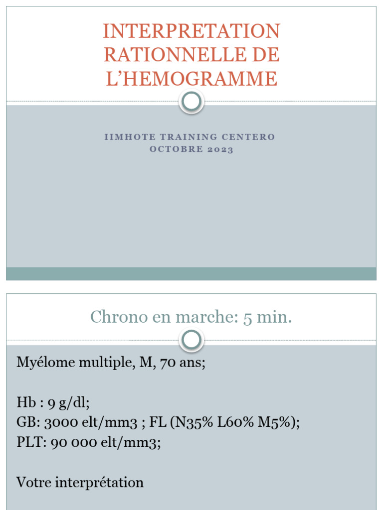 Interpretation Rationnelle de L'hemogramme | PDF | Hématologie | Sang