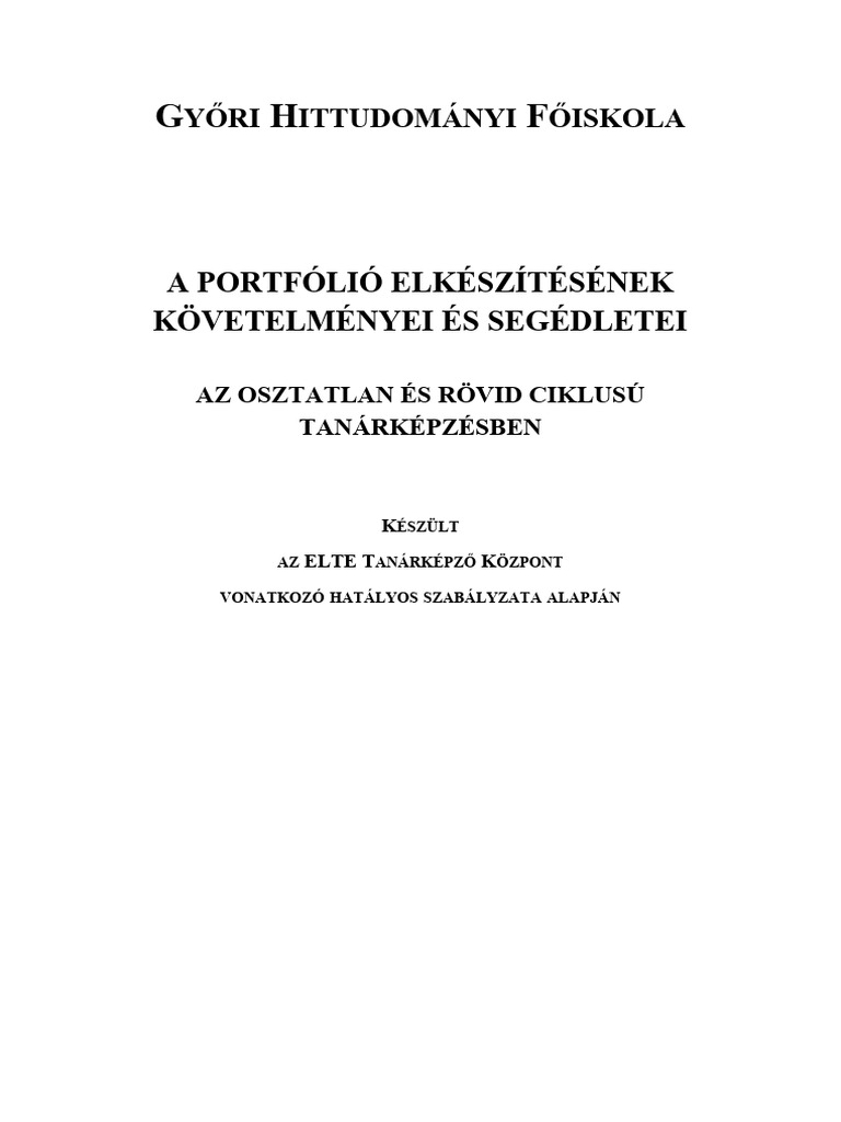 Portfolio Kovetelmenyei GYHF | PDF