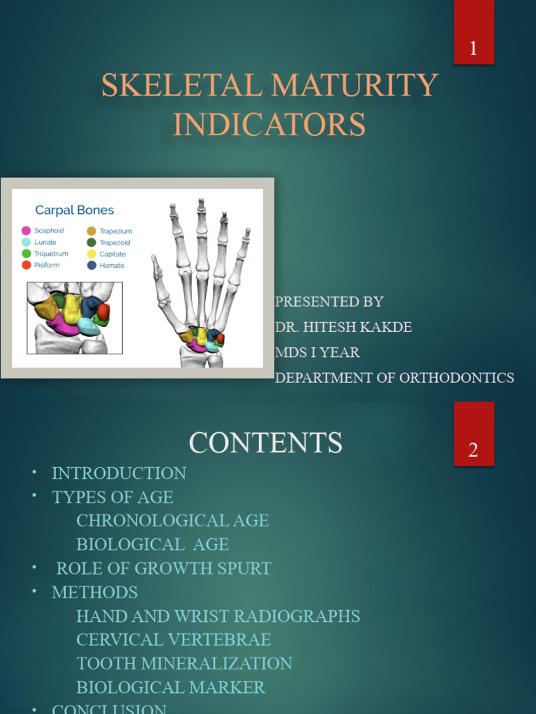 Skeletal Maturity Indicators in Orthodontics - MDS | PDF | Adolescence ...