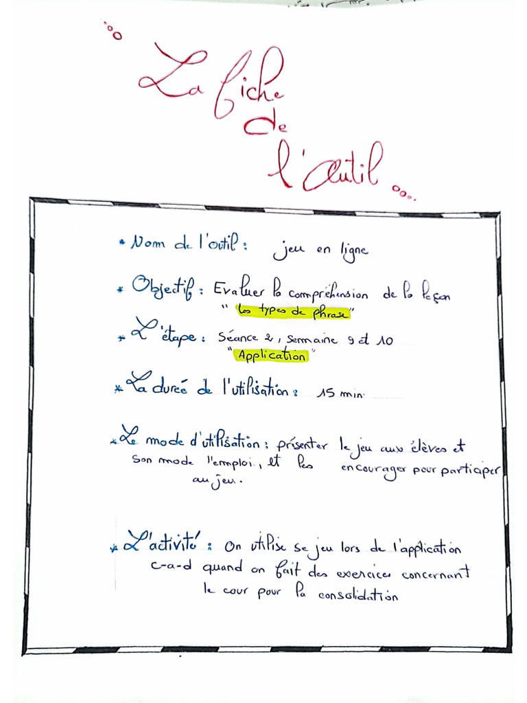 La Fiche de L'outil | PDF