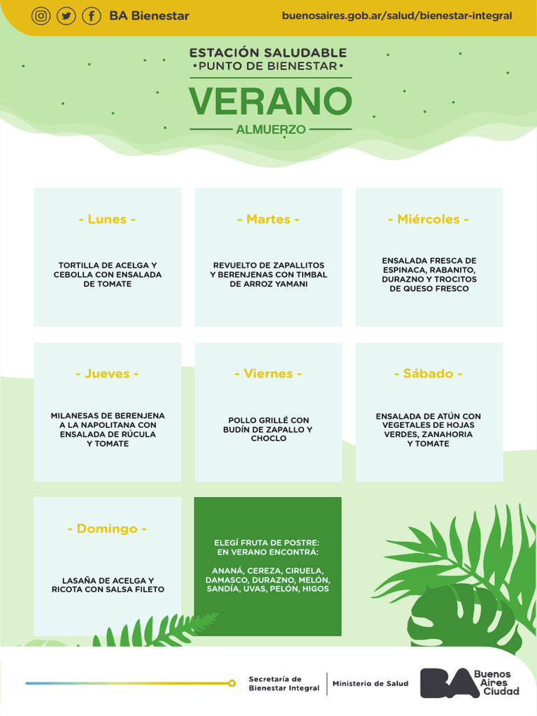 Menú Saludable de Verano: Almuerzo y Cena | PDF | ensalada | Cocina ...