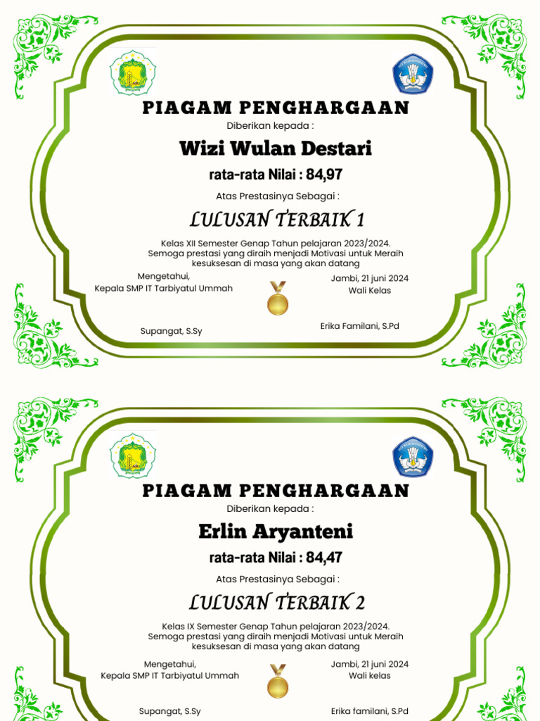 Krem Dan Emas Moderen Piagam Penghargaan Sertifikat | PDF | Karier ...