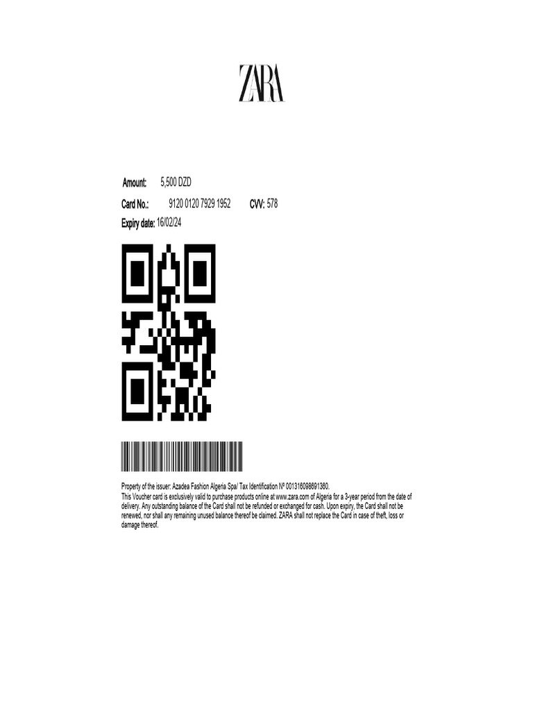 Zara Card 1952 | PDF