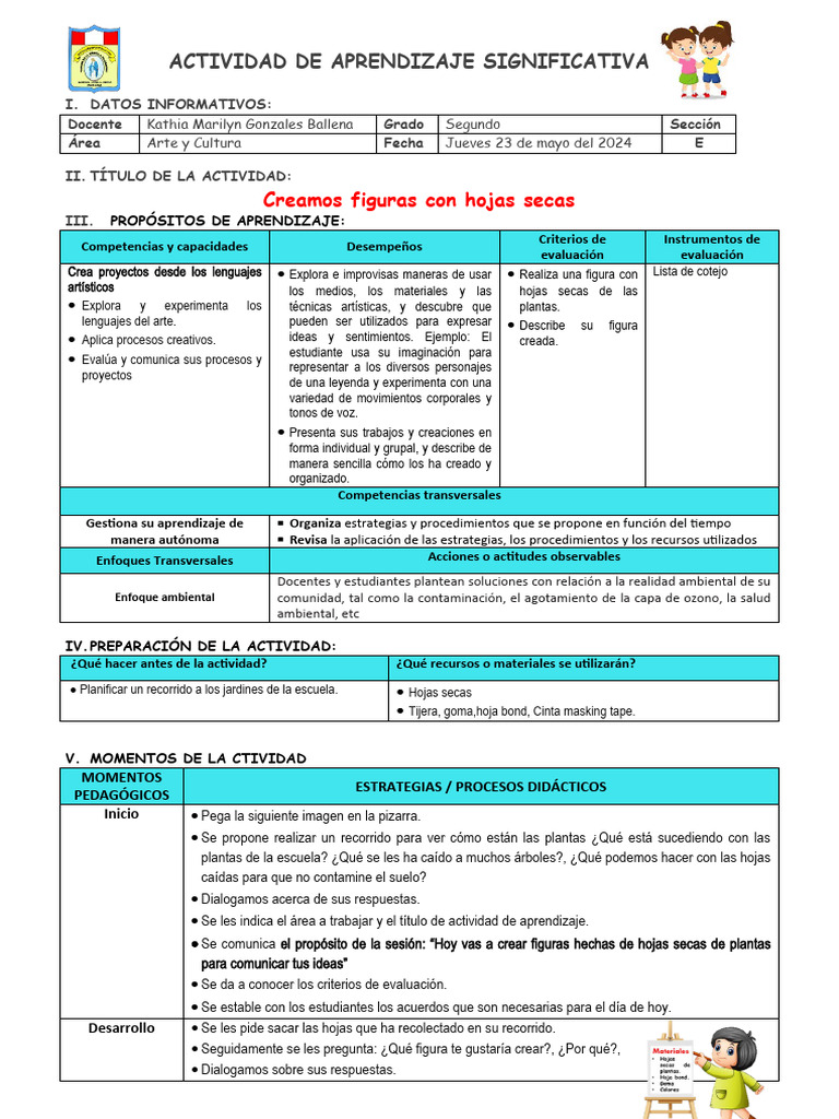 Creamos Figuras Con Hojas Secas 23.05 | PDF | Evaluación | Aprendizaje