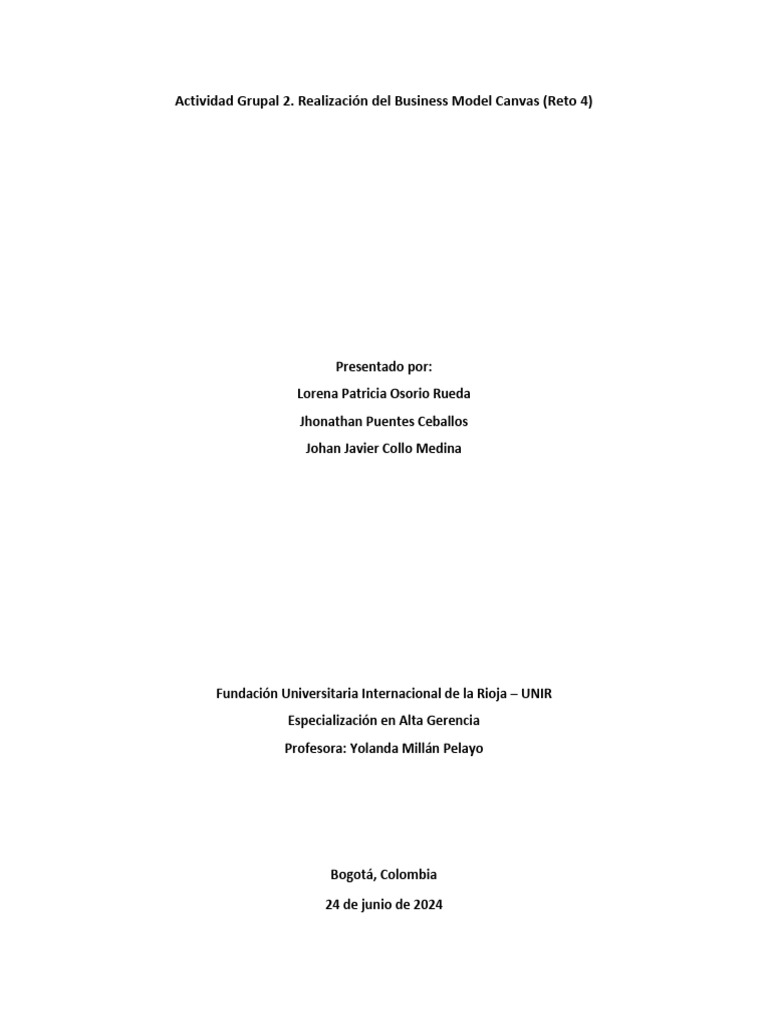 Actividad Grupal 2. Realización Del Business Model Canvas (Reto 4) | PDF | Yogur | Calidad ...
