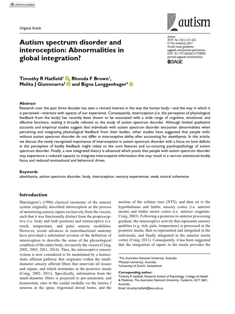 ASC and Interception Abnormalities in Global Integration | PDF | Autism ...