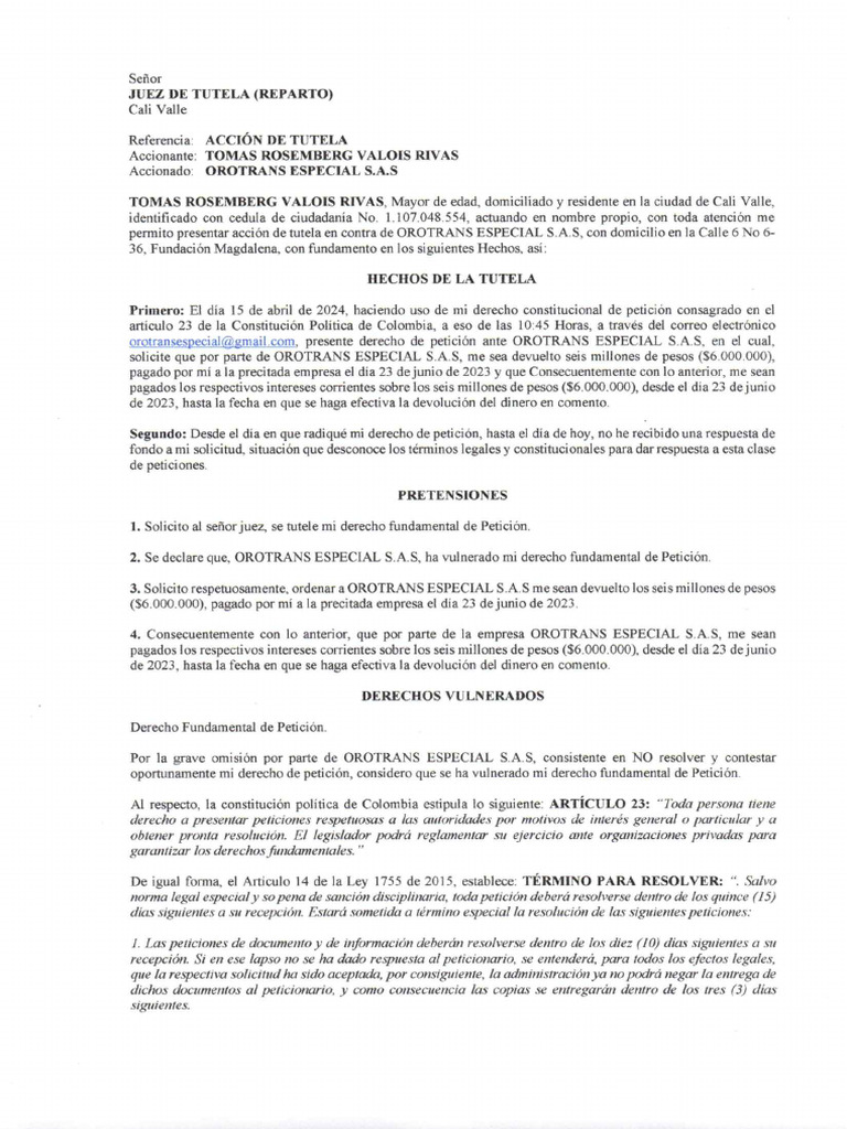 01 Demanda Tutela 554 | PDF