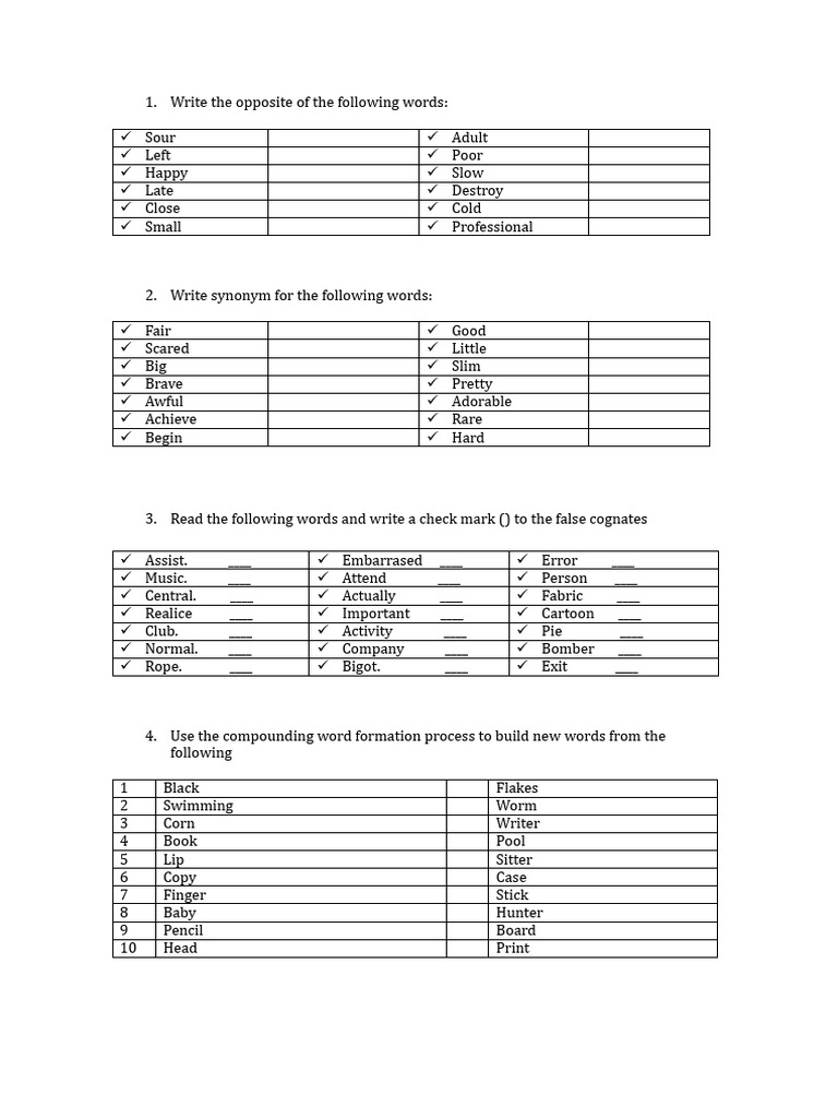 Word Formation Exercises | PDF