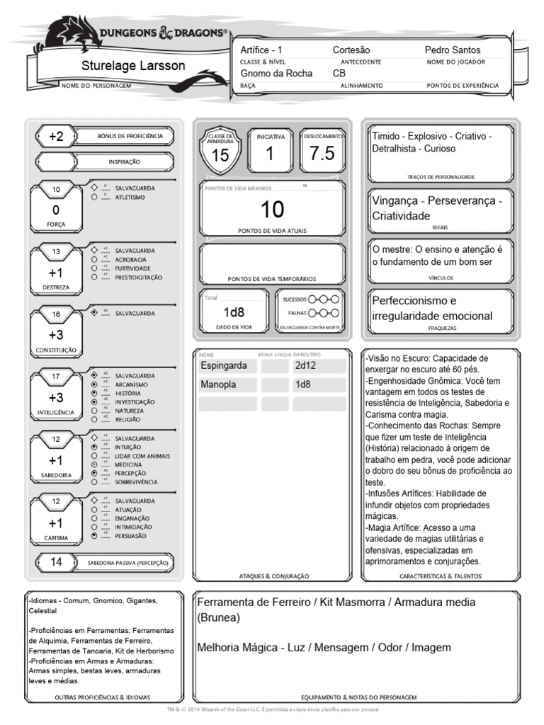 Ficha D&D 5E - Editada | PDF