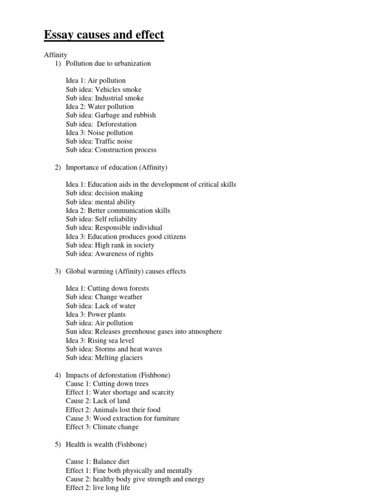 Essay Causes and Effects | PDF | Climate Change | Pollution