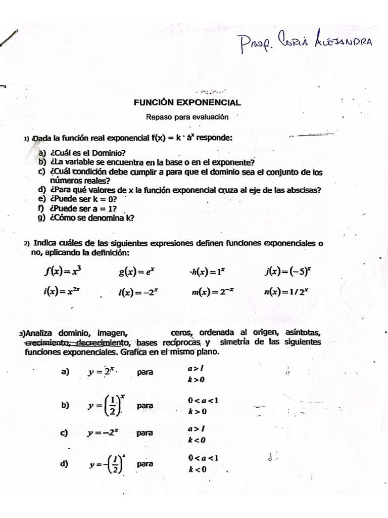 Repaso de Función Exponencial y Logarítm | PDF