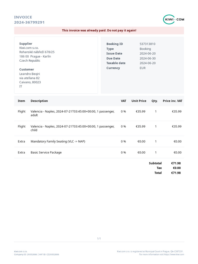 Invoice 2024 6a3f9d7fdd994c2b 537313810 | PDF | Value Added Tax | Invoice