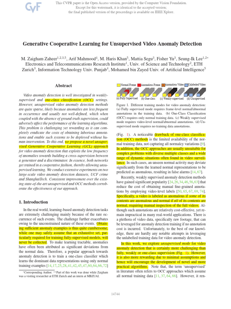 Unsupervised Video Anomaly Detection | PDF | Machine Learning | Cognitive Science