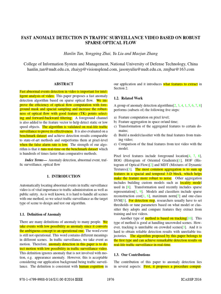 Fast Anomaly Detection in Traffic Surveillance Video Based On Robust ... Fast Anomaly Detection in Traffic Surveillance Video Based On Robust ...
