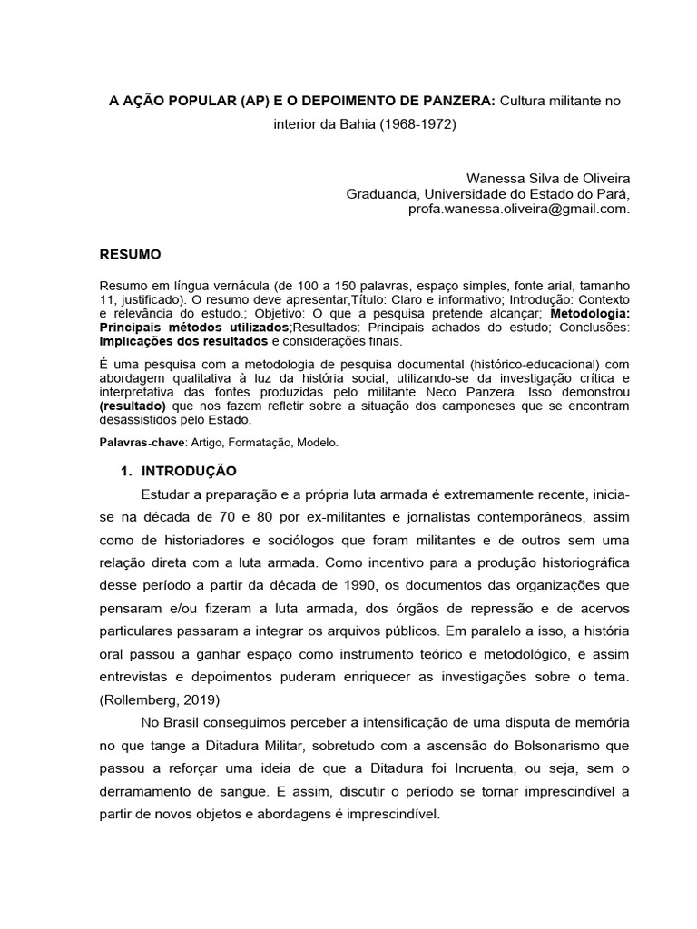 Resumo Expandido Unicv AP | PDF | Sociologia | Abstract (resumo)