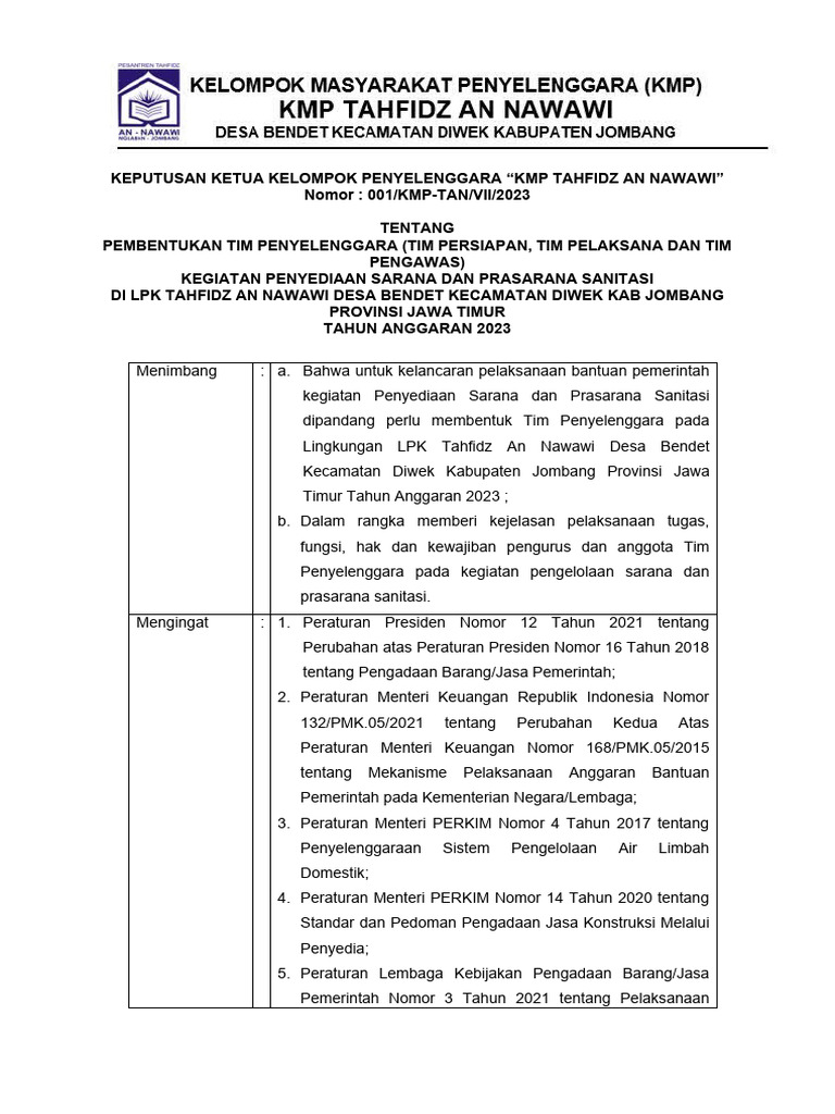 SK KMP Tahfidz An Nawawi | PDF