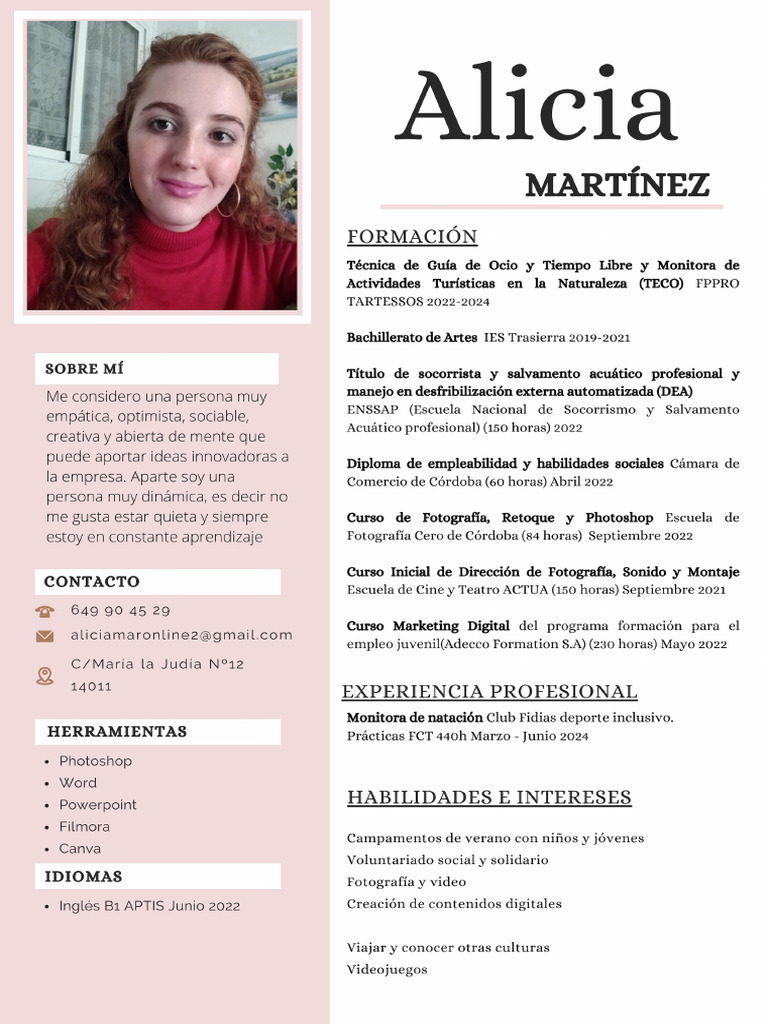 CV Alicia Martínez Romo Hecho Por Canva | PDF