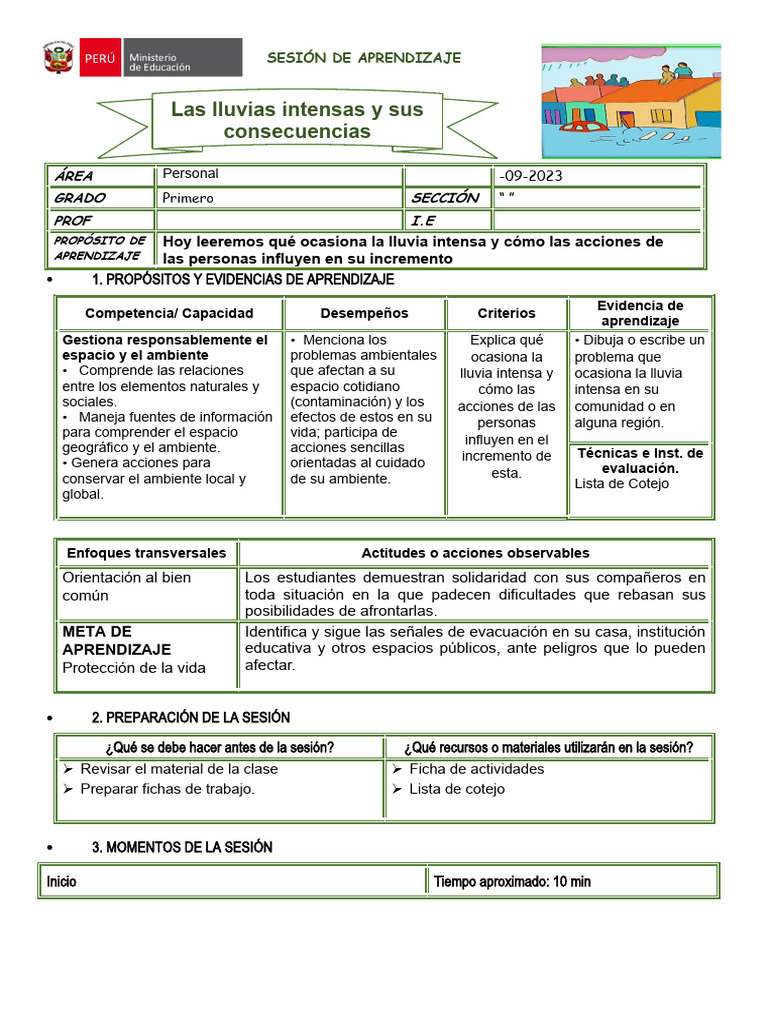 Sesión Las Lluvias Intensas y Sus Consecuencias | PDF | Aprendizaje ...