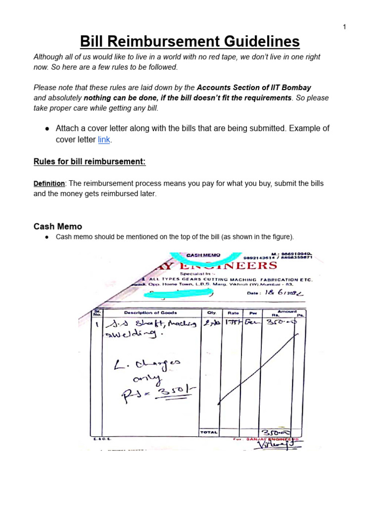 IIT Bombay Bill Reimbursement Rules | PDF | Cash | Payments