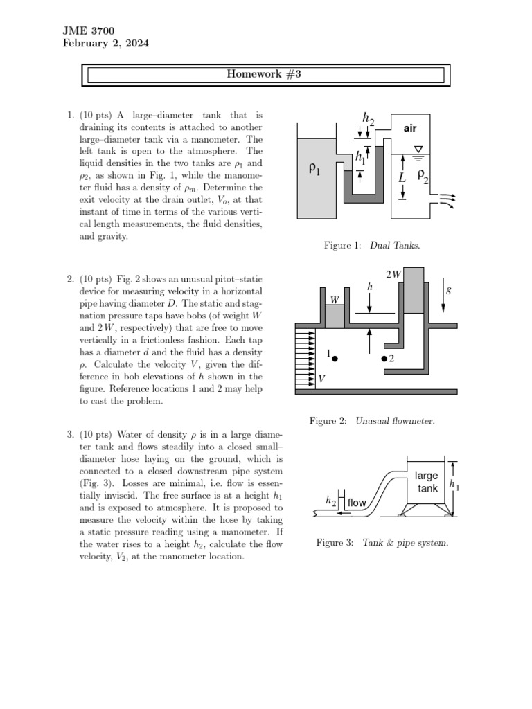 HW 3 | PDF | Fluid Dynamics | Pressure Measurement