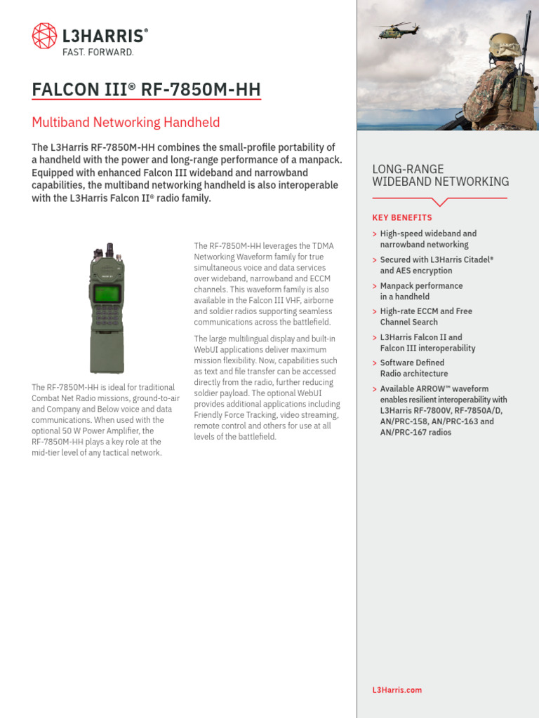 L3harris RF 7850m HH Multiband Networking Handheld Radio Datasheet Cs Tcom | PDF | Radio ...