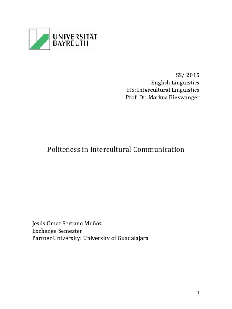 Politeness in Intercultural Communication | PDF | Communication | Cross ...