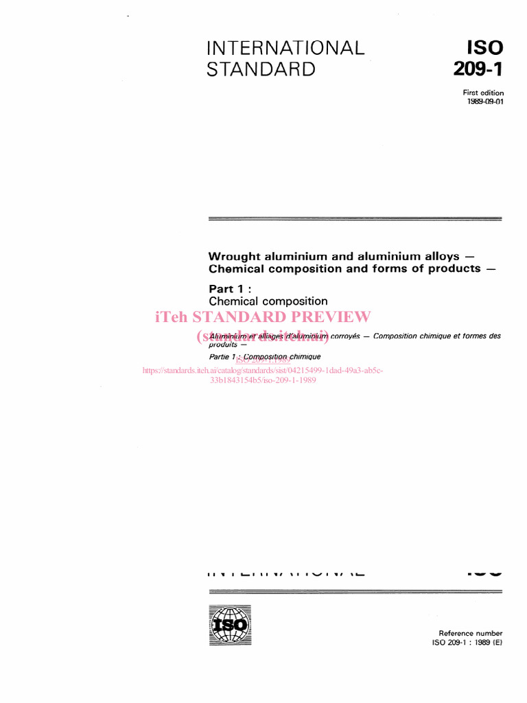 Iso 209 1 1989 | PDF | International Organization For Standardization | Chemistry