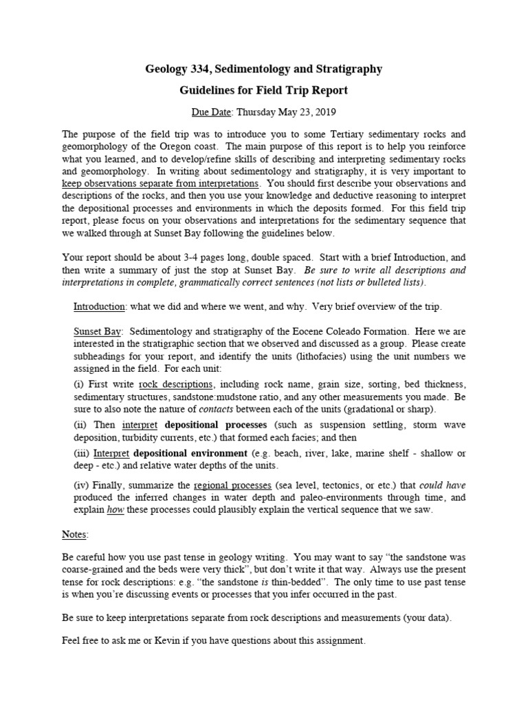 General Field Trip Report | PDF | Stratigraphy | Sedimentology