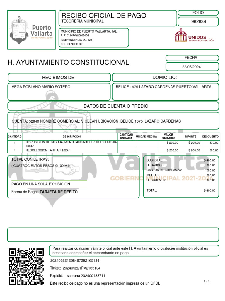 Recibo Predial | PDF | Tecnología bancaria | Pagos