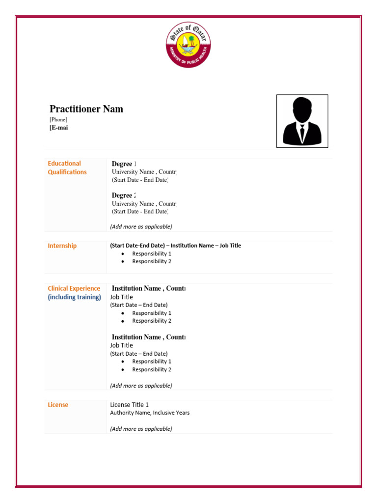 DHP CV Template for Healthcare Professionals | PDF | Career & Growth | Law