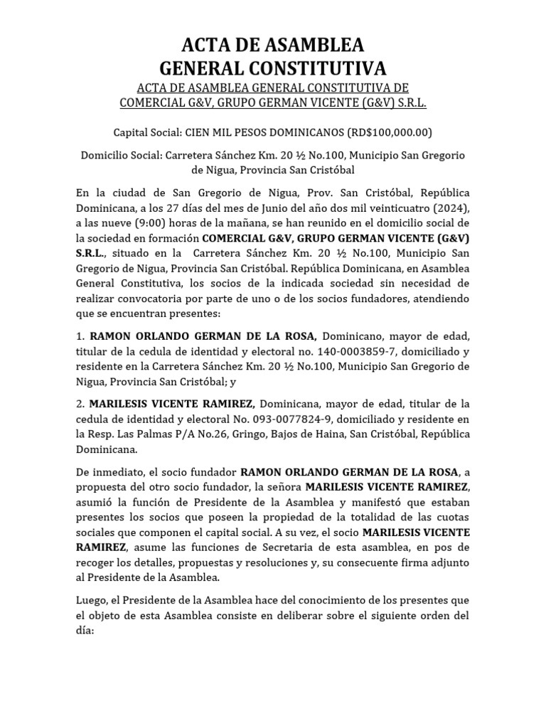 Acta de Asamblea | PDF | Gobierno