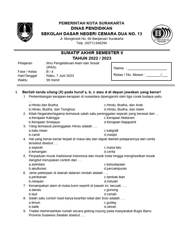 Soal SAT 2 IPAS Kelas 4 | PDF