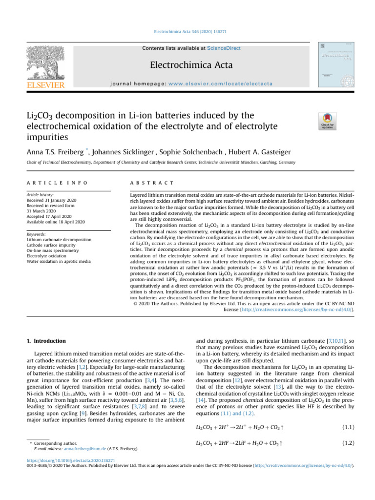 Freiberg2020 - TGA Li2CO3 | PDF | Lithium Ion Battery | Electrochemistry
