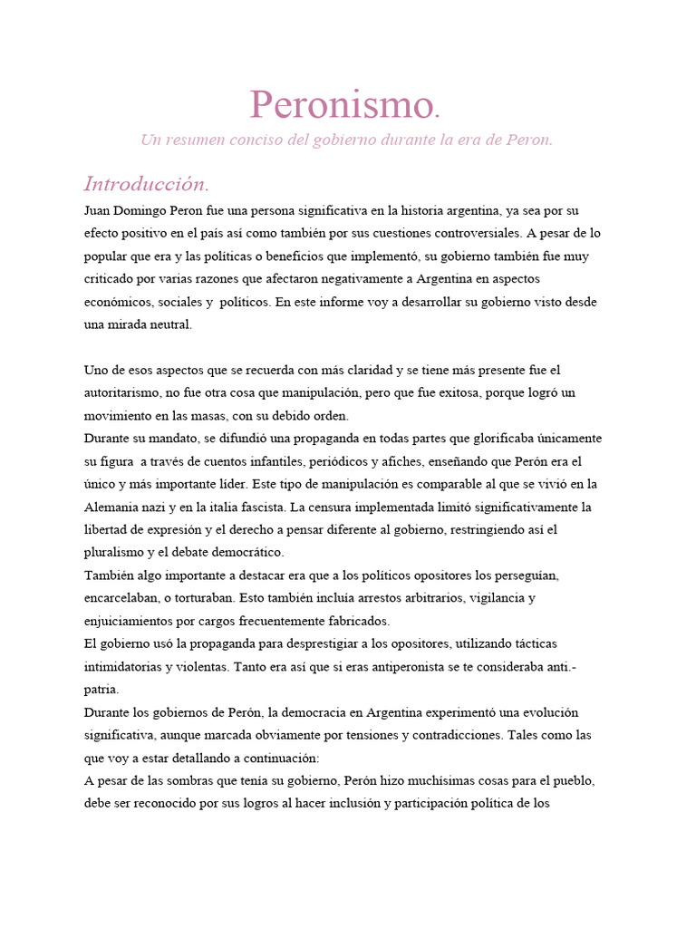 Peronism o | PDF | Argentina | Gobierno