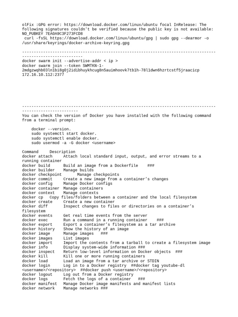 Docker Commands and Troubleshooting Guide | PDF | Utility Software | Operating System Technology