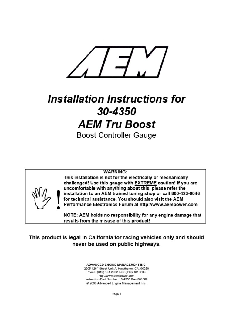 AEM Tru Boost Controller Installation Guide | PDF | Electrical ...