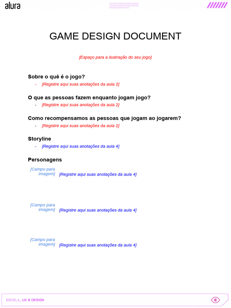 Alura GDD Game-Design Curso1-TEMPLATE | PDF