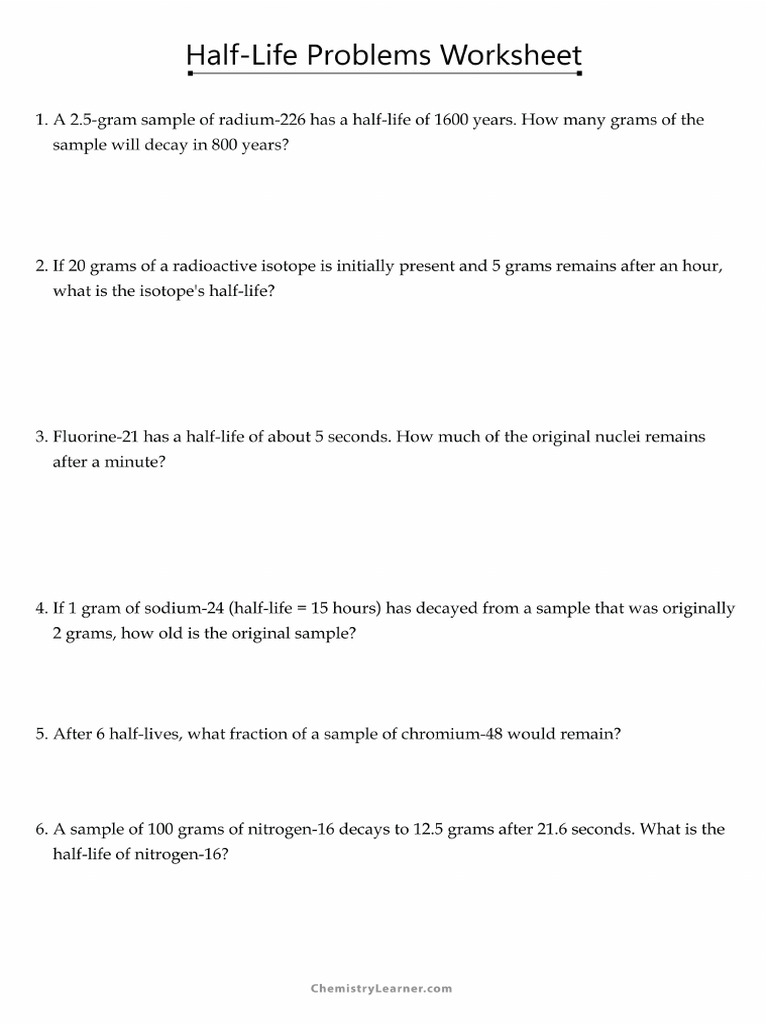 Half Life Worksheet | PDF