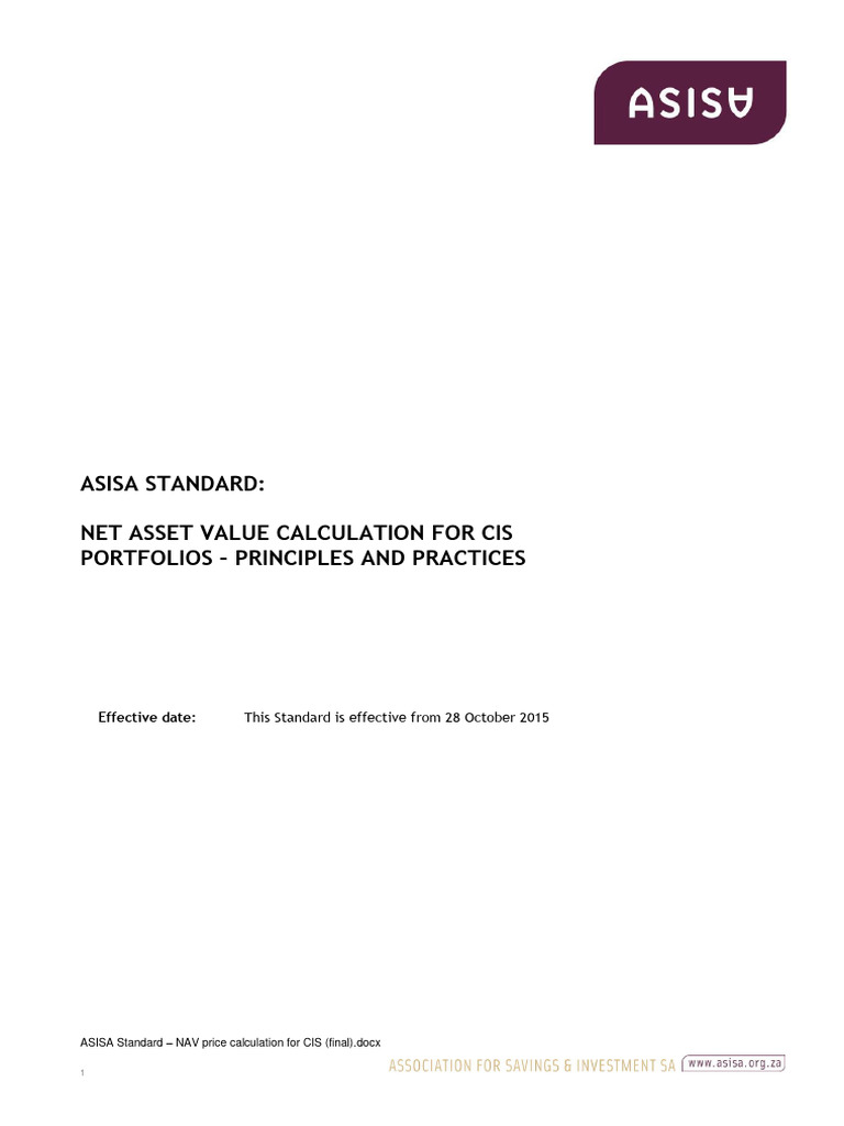 NAV Calculation Standards for CIS Portfolios | PDF | Valuation (Finance ...
