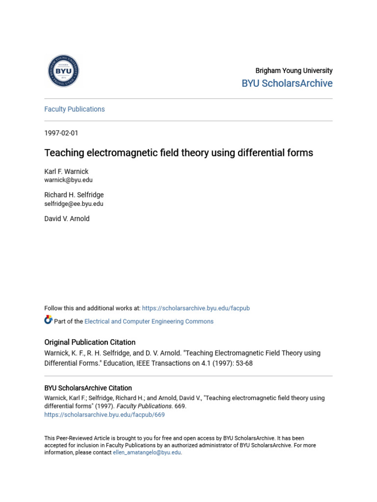 Teaching Electromagnetic Field Theory Using Differential Forms ...