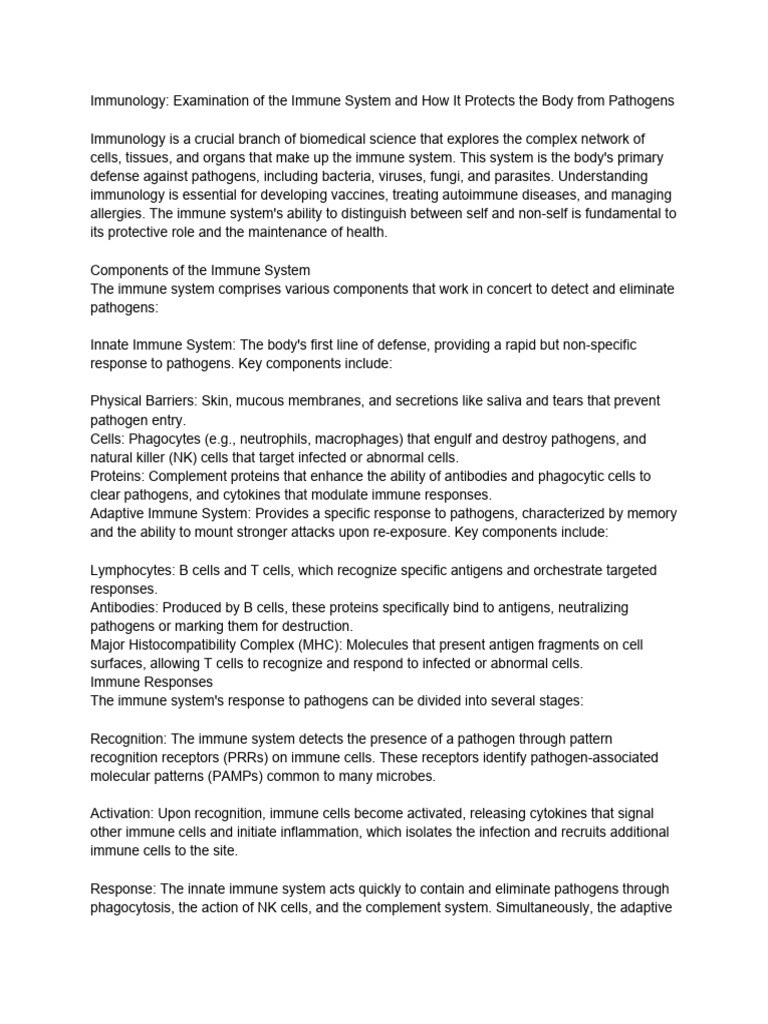 Understanding the Immune System | PDF | Immune System | Vaccines
