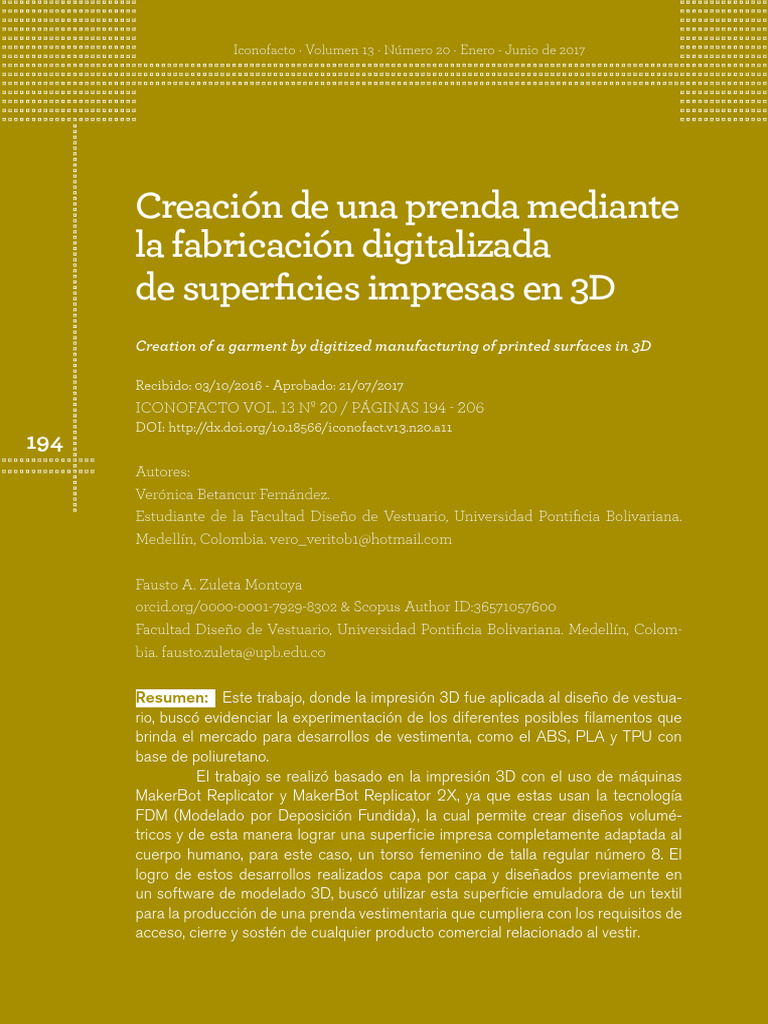 Creación de Una Prenda Mediante | PDF | Impresión 3d | Sector ...