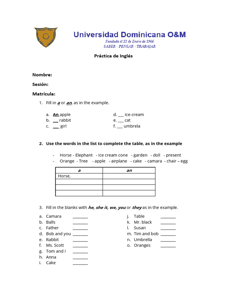 Practica de Ingles - Básicos | PDF